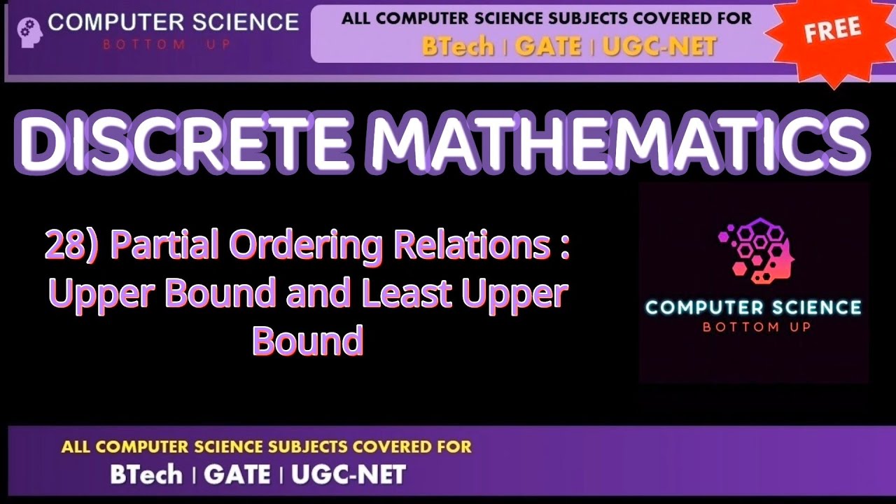 Discrete Mathematics: 28) Partial Ordering Relations : Upper Bound and Least Upper Bound - YouTube