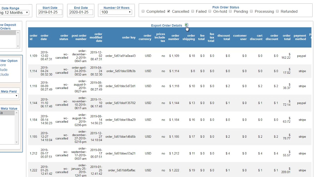 Export Woocommerce Order Details Report Youtube
