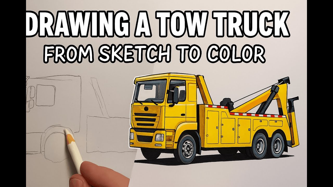 From Rough Sketch to Realistic Tow Truck Drawing Step by Step ...