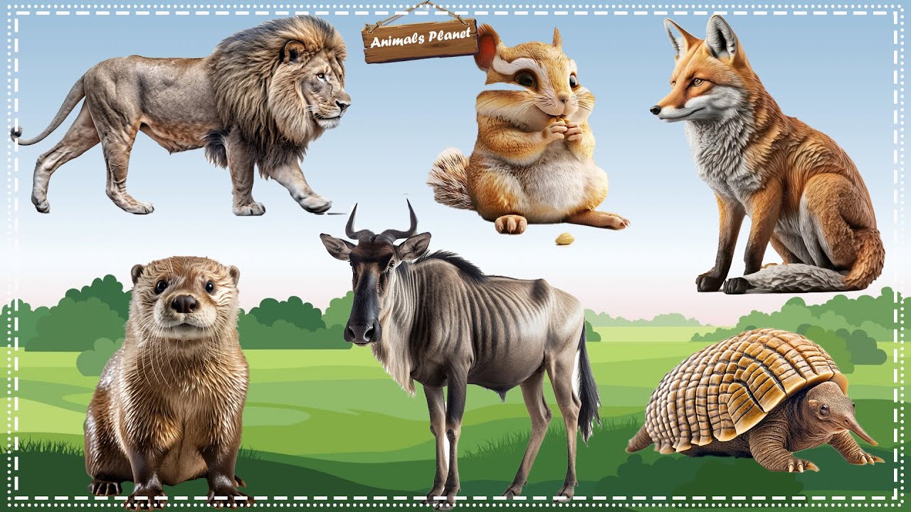 Cute Little Animals Making Funny Sounds: Lion, Squirrel, Fox, Otter ...