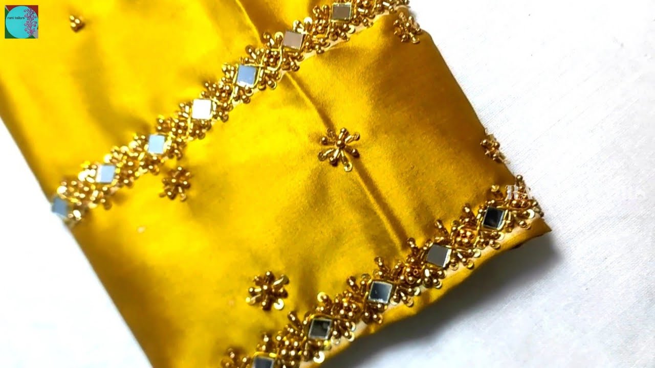 beautiful mirror work using normal needle same like aari - YouTube