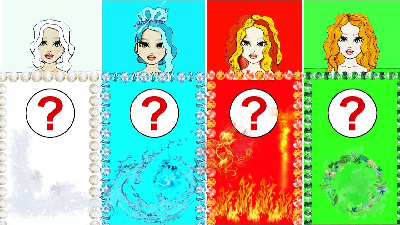 Fire, Water, Air and Earth Girl Paper Dolls / Four Elements Dress Up ...