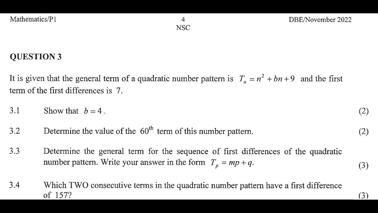 A | NOVEMBER 2022 GRADE 12 MATHEMATICS P1 - Number patterns, Geometric ...