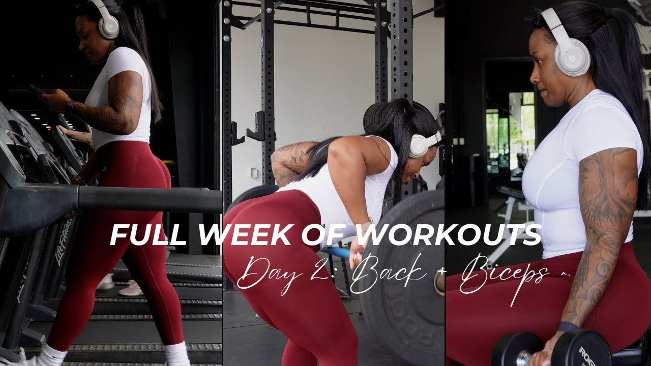 FULL WEEK OF WORKOUTS DAY 2: BACK AND BICEPS - YouTube