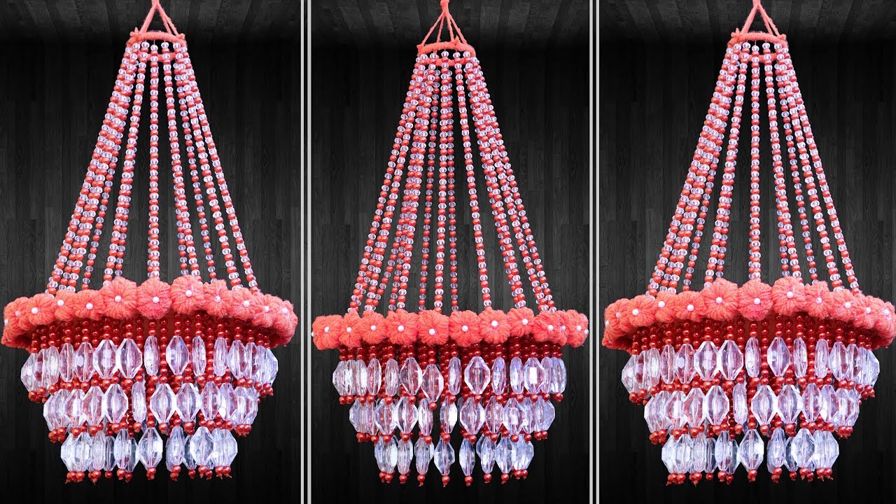 DIY Pearl chandelier || UseFull Room Decor Idea || Pearl wall hanging ...