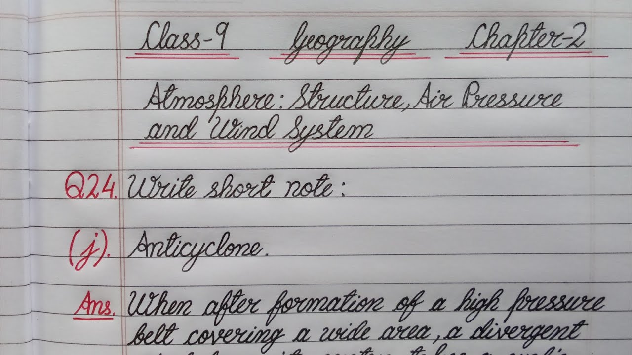Write short note : Anticyclone / Class 9 Geography / Chapter 2 / Social ...