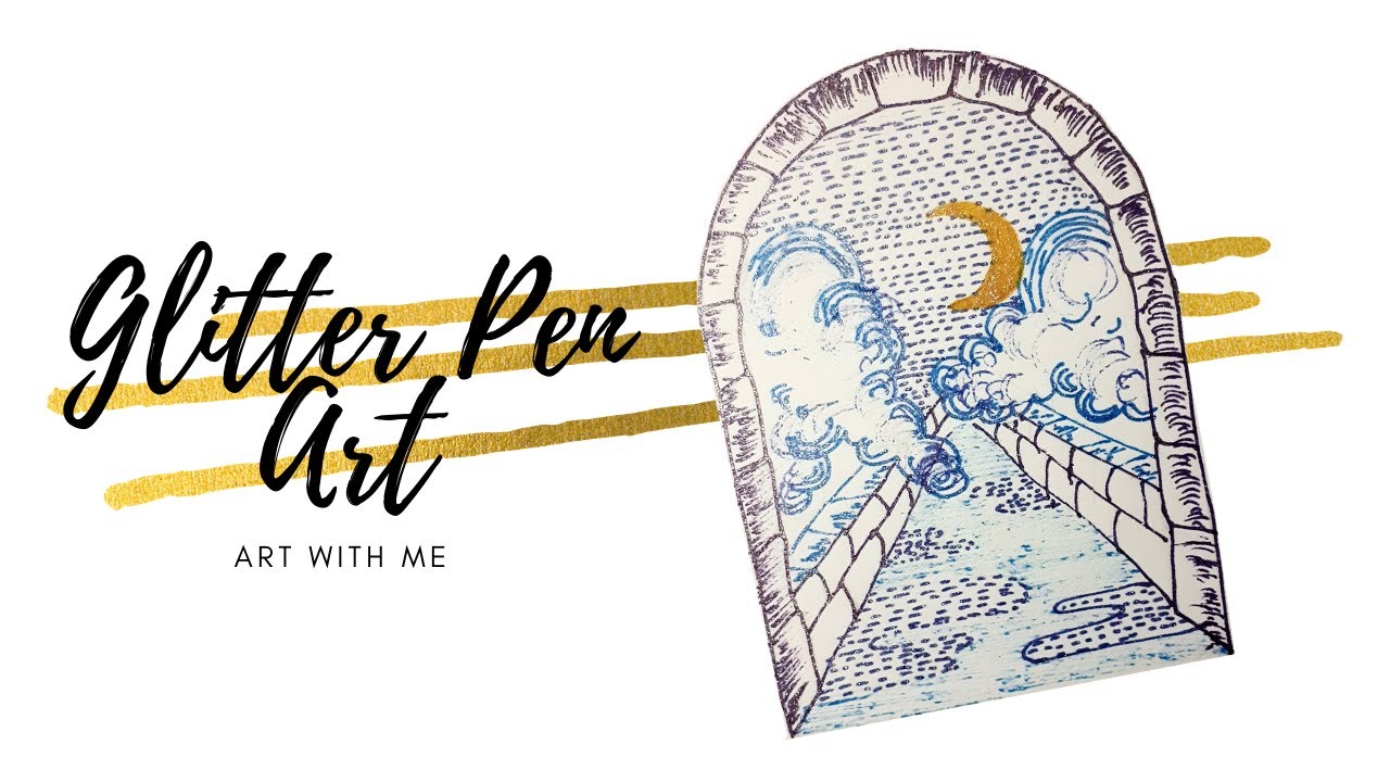 GLITTER PEN ART- Line work with glitter pen - YouTube