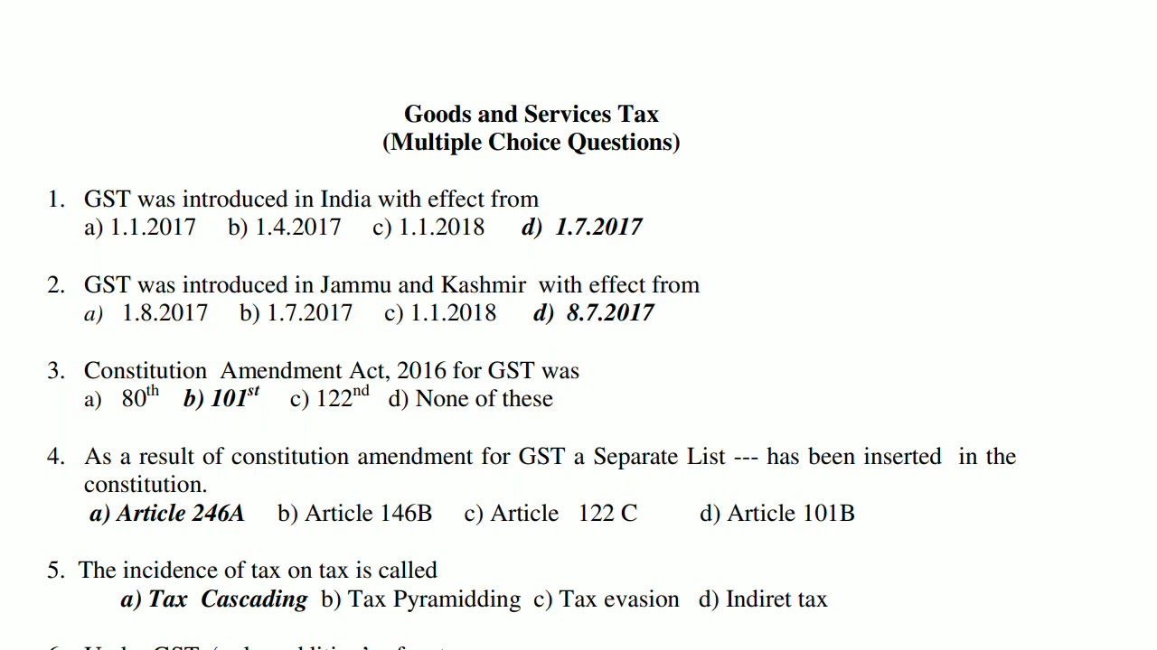 indirect Tax GST MCQ Question With Answers YouTube indirect-tax-gst-mcq-question-with-answers-youtube