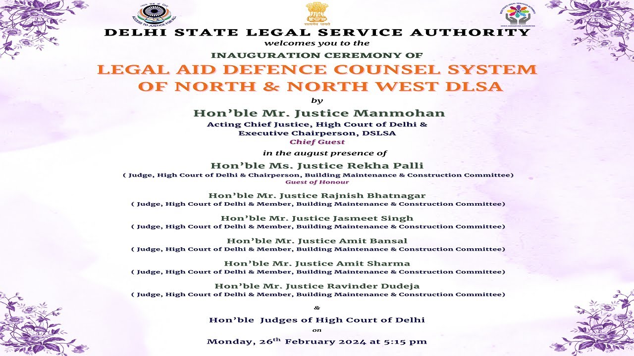 INAUGURATION CEREMONY OF LEGAL AID DEFENCE COUNSEL SYSTEM OF NORTH ...