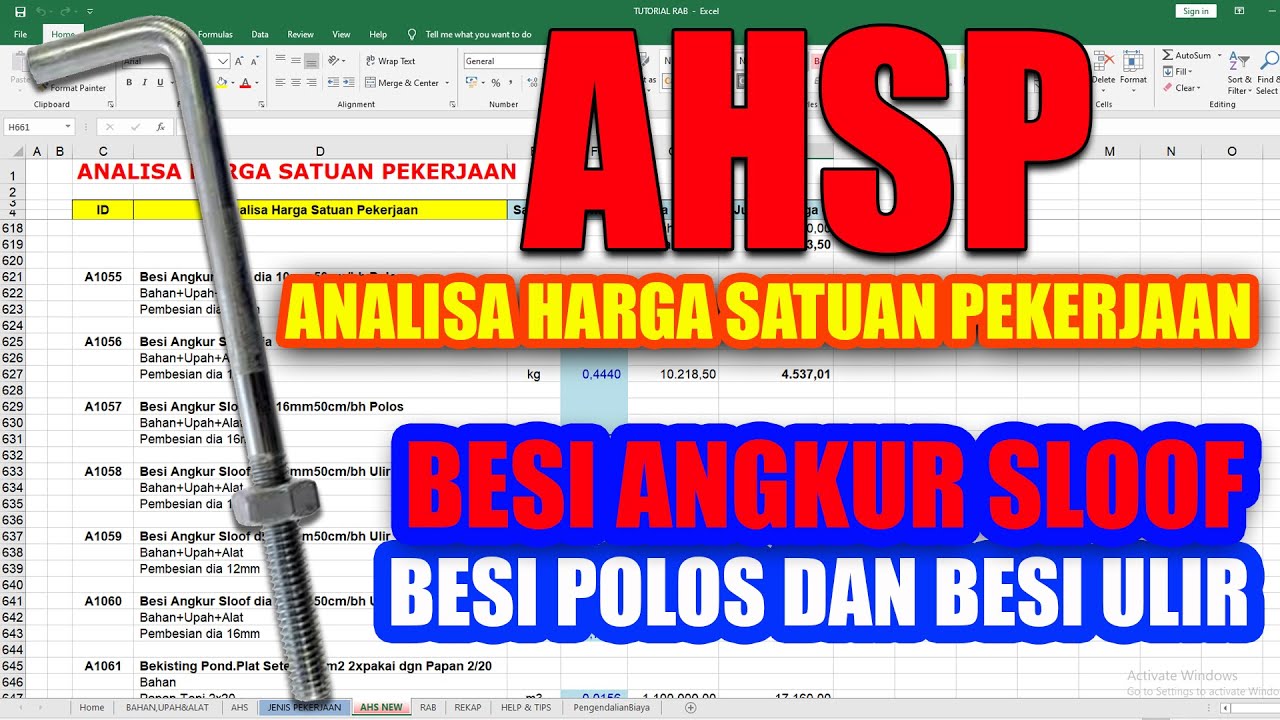 AHSP Besi Angkur Sloof - Rencana Anggaran Dan Biaya - YouTube
