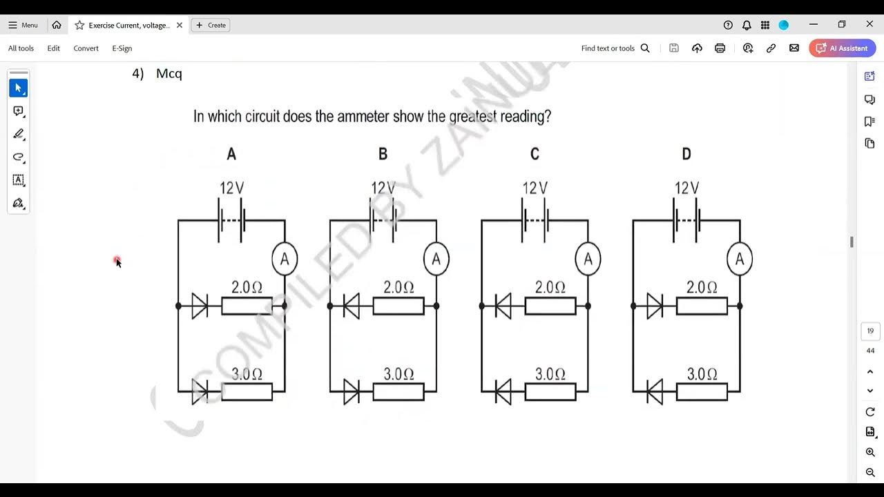 Current Voltage Resistance and Circuit Components MCQs Exercise IGCSE Physics - YouTube