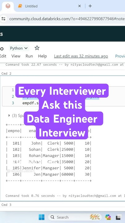 Data Engineer Interview #pyspark #python #bigdata #hadoop #hive #dataanlysis #powerbi #etl #sql ...