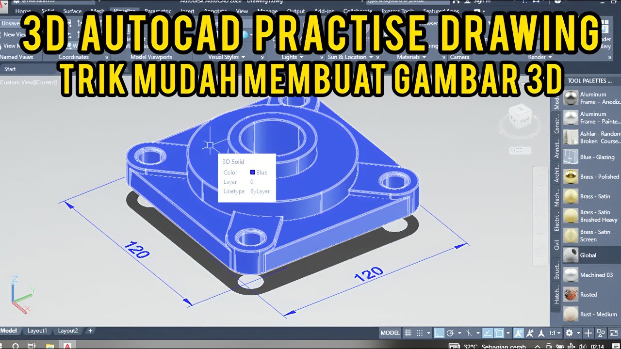 3d autocad practise drawing | autocad 3d - YouTube