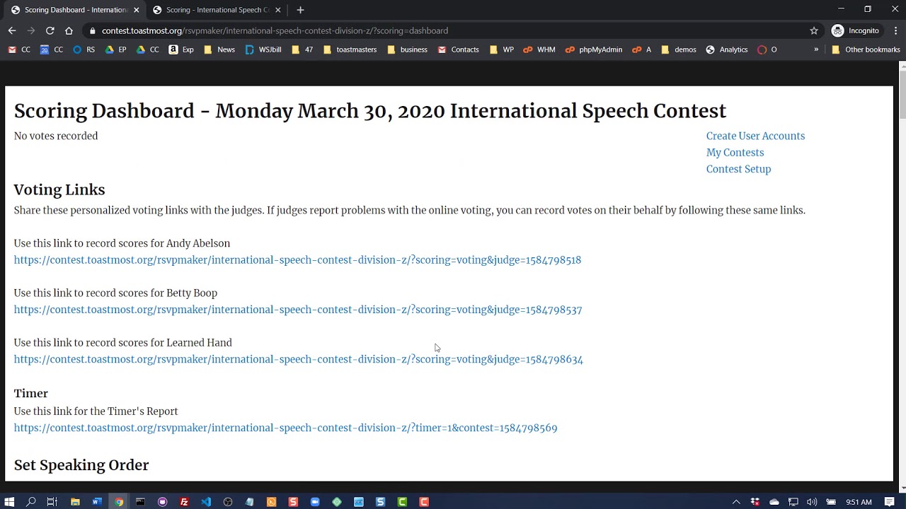 Setup: Toastmasters Contest Judging, Voting, Timing, and Vote Counting ...