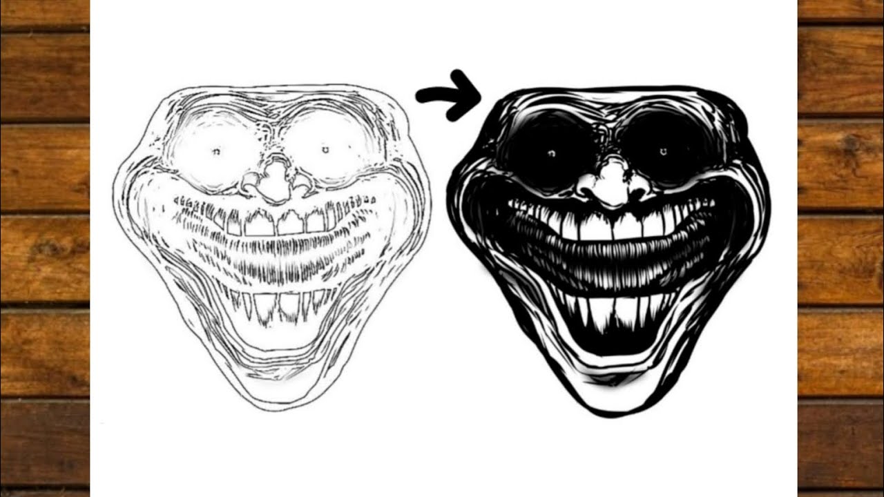 How to draw Troll face drawing ||Creepy Smiling Face || Creepy Face Art ...