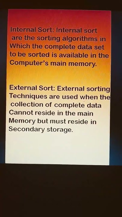 What is the difference between Internal sort and External sort | BCS41| IGNOU TEE - YouTube