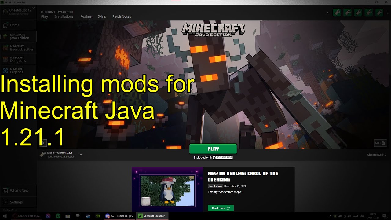 Installing fabric+complimentary unbound on Minecraft Java 1.21.1 - YouTube