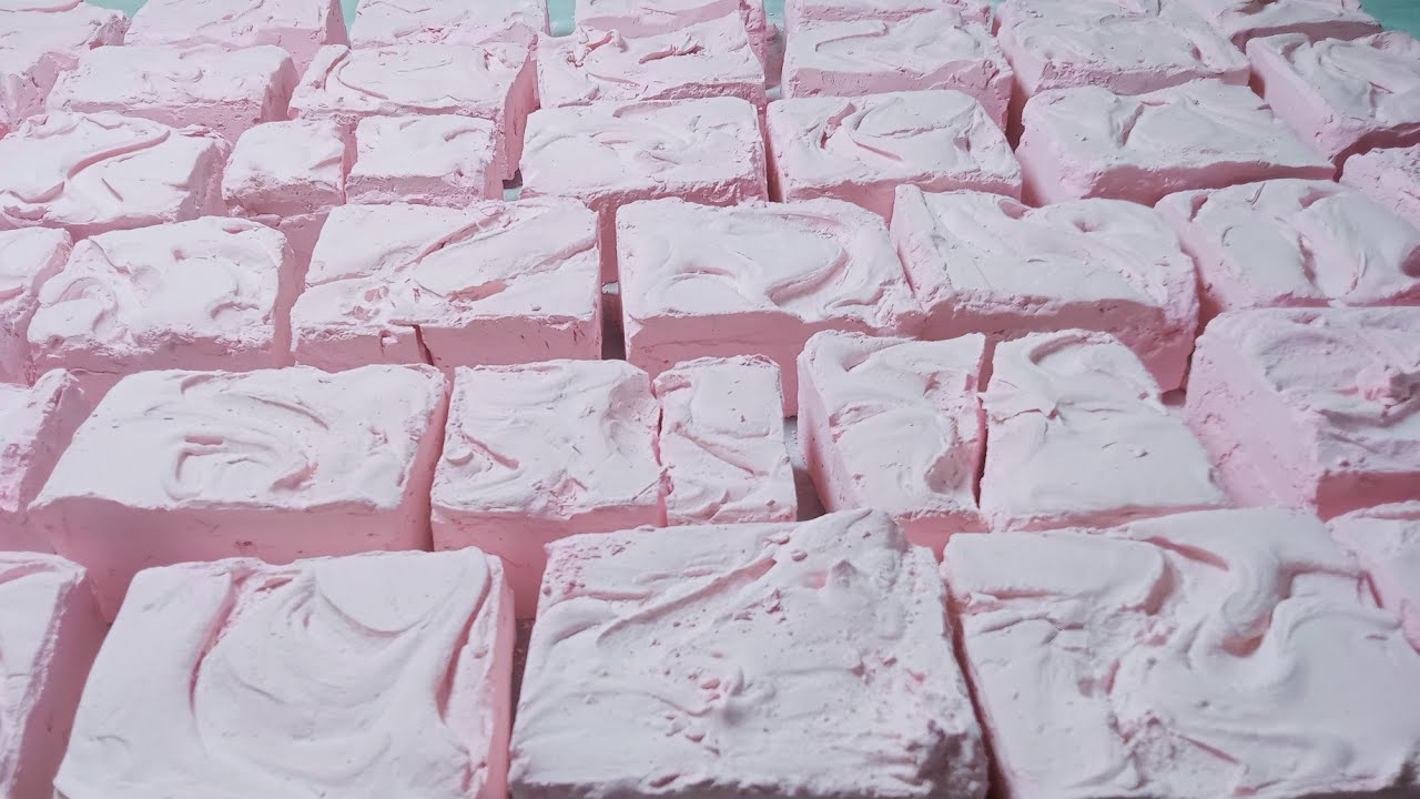 Extra soft pink gym chalk blocks crushing | Crispy | Crunchy | Oddly ...
