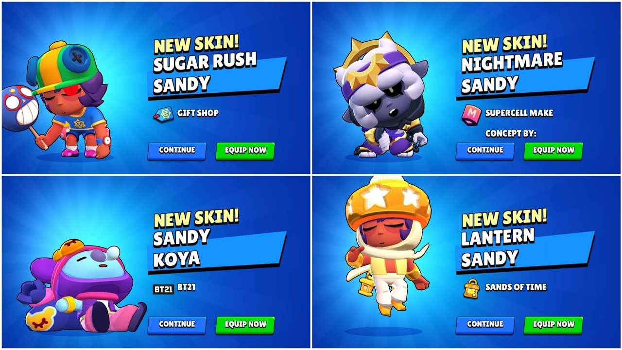 ALL SANDY SKINS UNLOCK ANIMATION 🔥 | Brawl Stars - YouTube