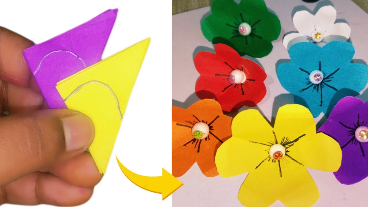 Very Easy Paper Flower Craft | How To Paper Flower Make Step By Step ...
