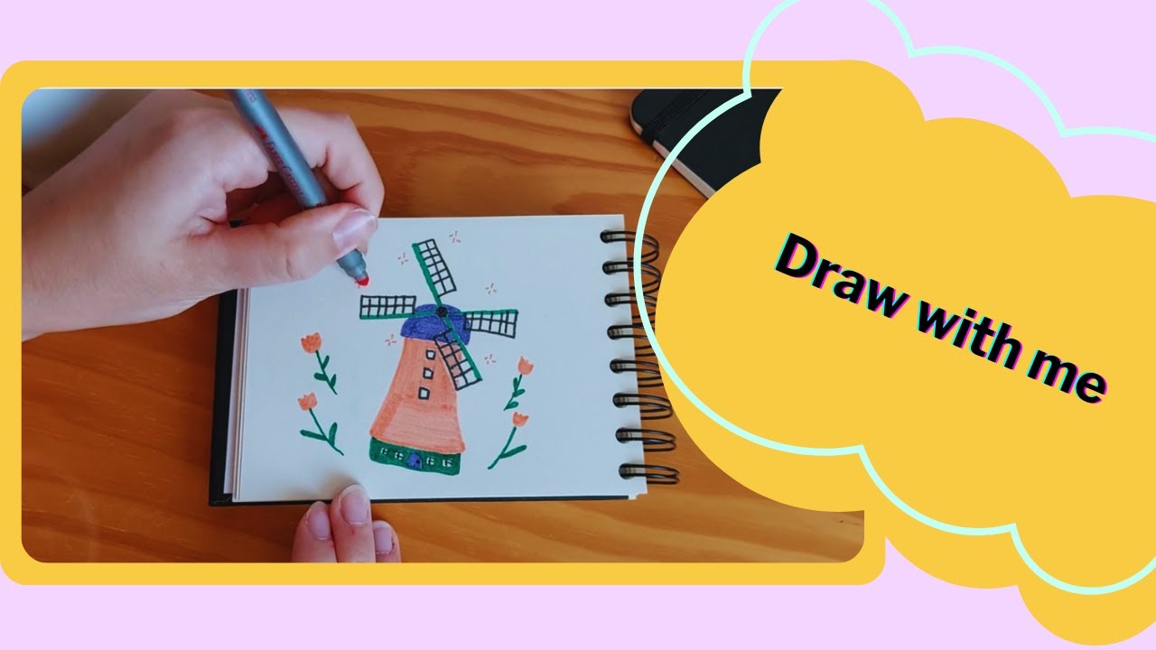 How to draw cute windmill 🍃 EASY drawing TUTORIAL for beginners - YouTube