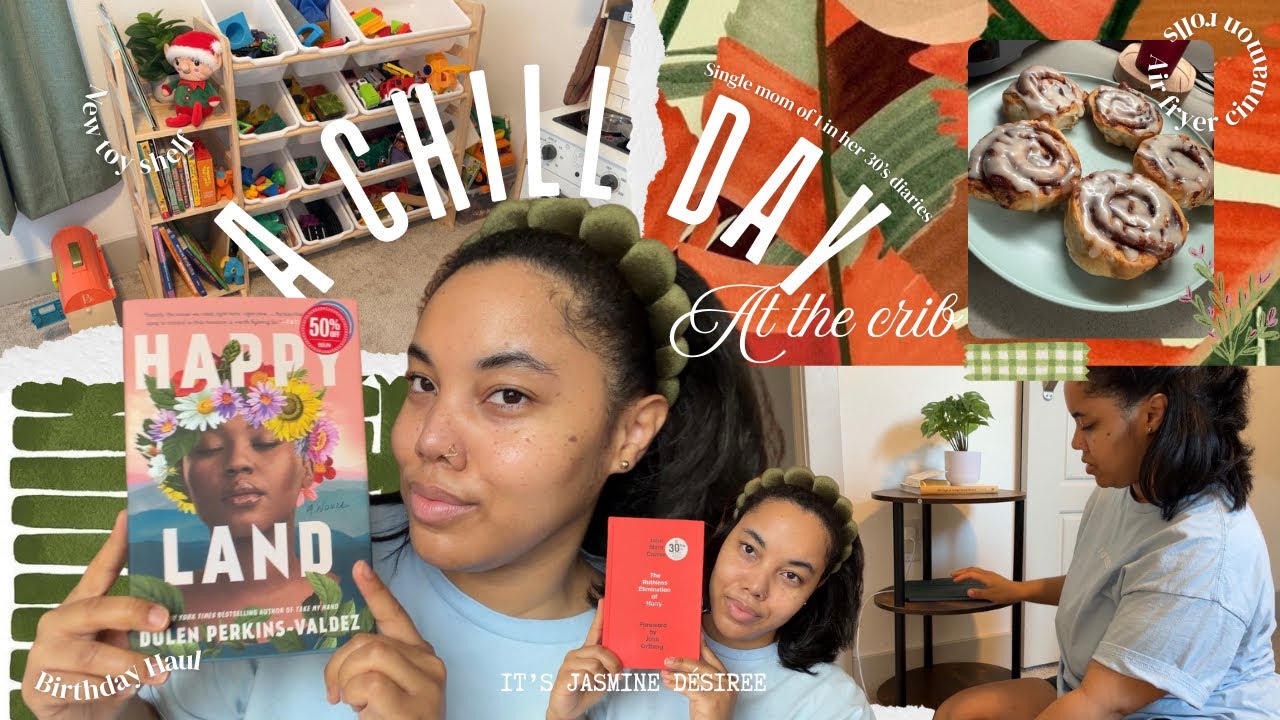 A chill day at the crib 🌱 Birthday haul, new toy shelf, air fryer ...