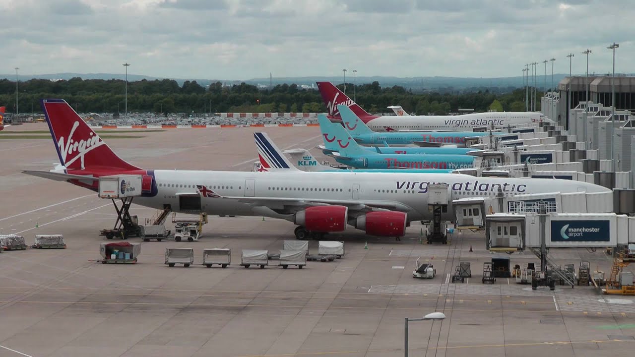 Manchester Airport HD Virgin Atlantic Airbus A340-600 - YouTube