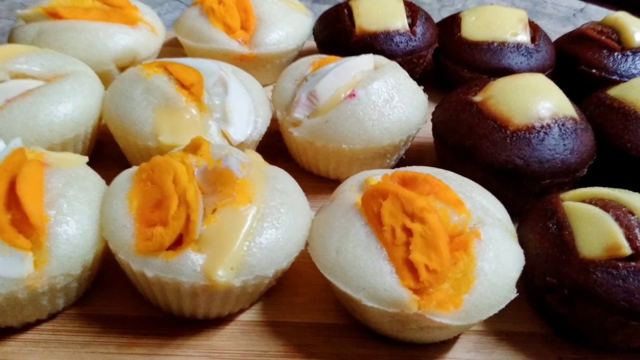Eggless Steamed Cake ( Puto ) Recipe I Cheesy Salted Egg Puto I Choco ...