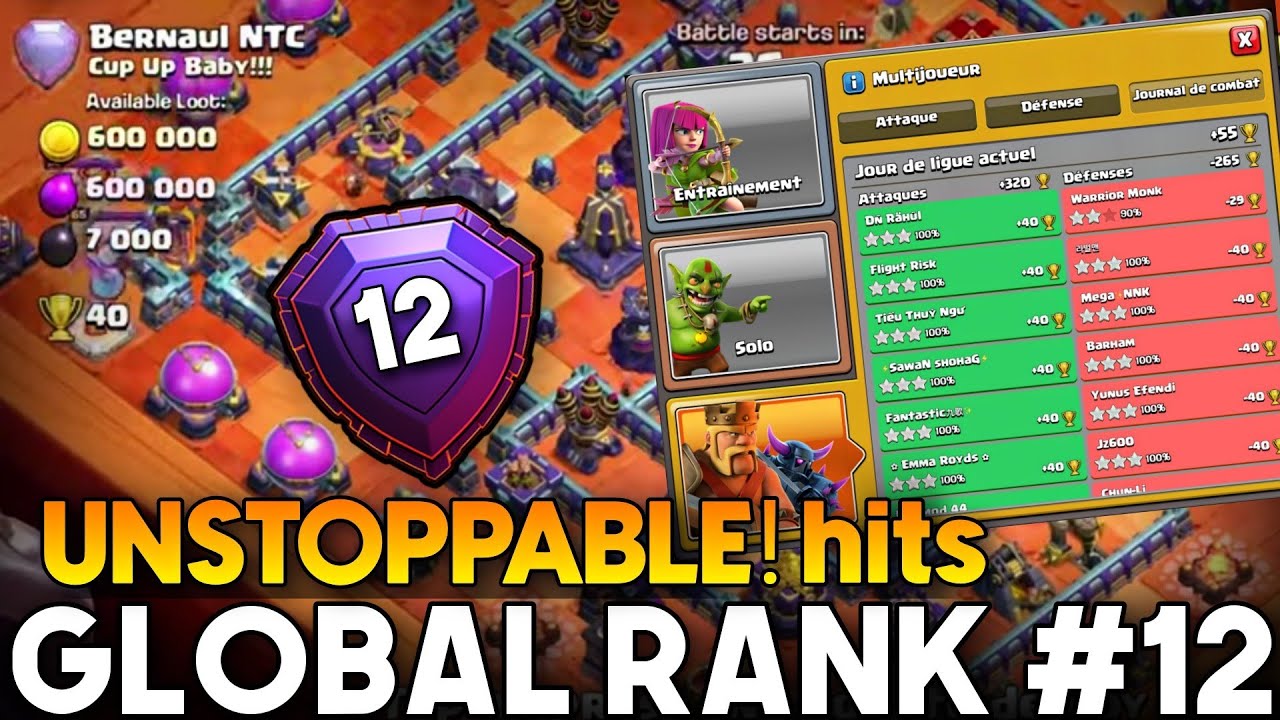 Global Rank 12 player Unstoppable Legend League Hits CLAHS of clans ...
