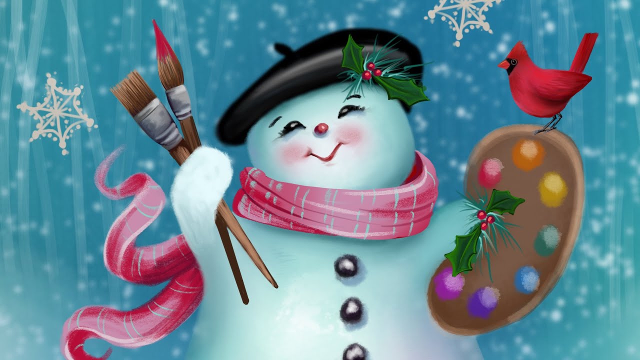 How to Paint a Vintage Artist Snowman Acrylic Painting LIVE Tutorial ...