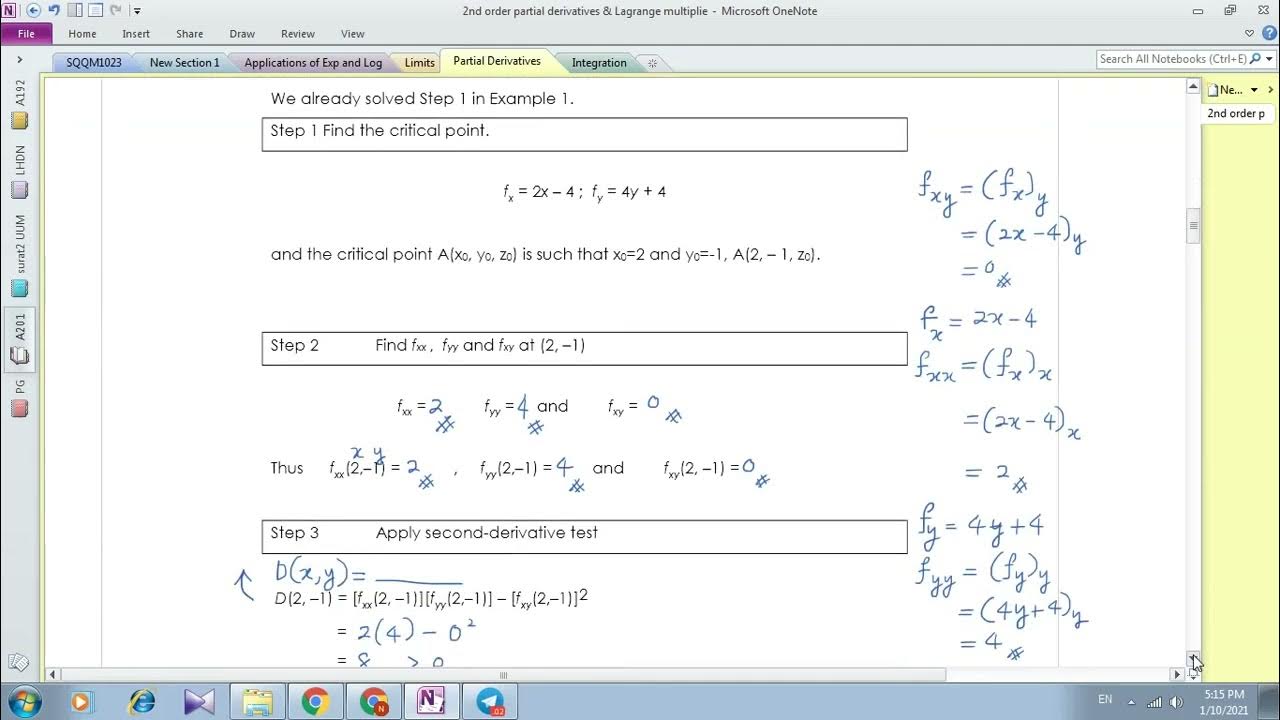 Second Order Partial Derivatives and Lagrange Multiplier - YouTube
