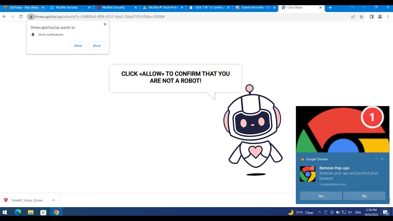 Threecaptcha.top fake Human Verification alert removal. - YouTube