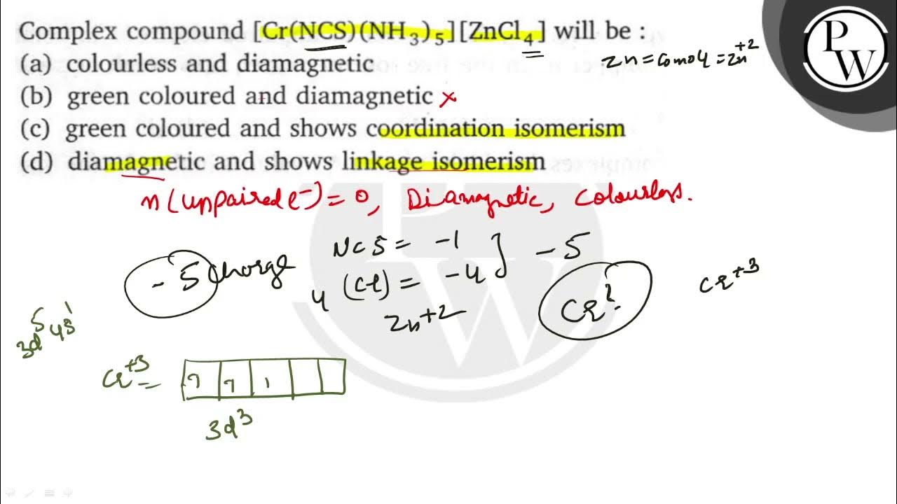 Complex compound \( \left[\mathrm{Cr}(\mathrm{NCS})\left(\mathrm{NH... - YouTube
