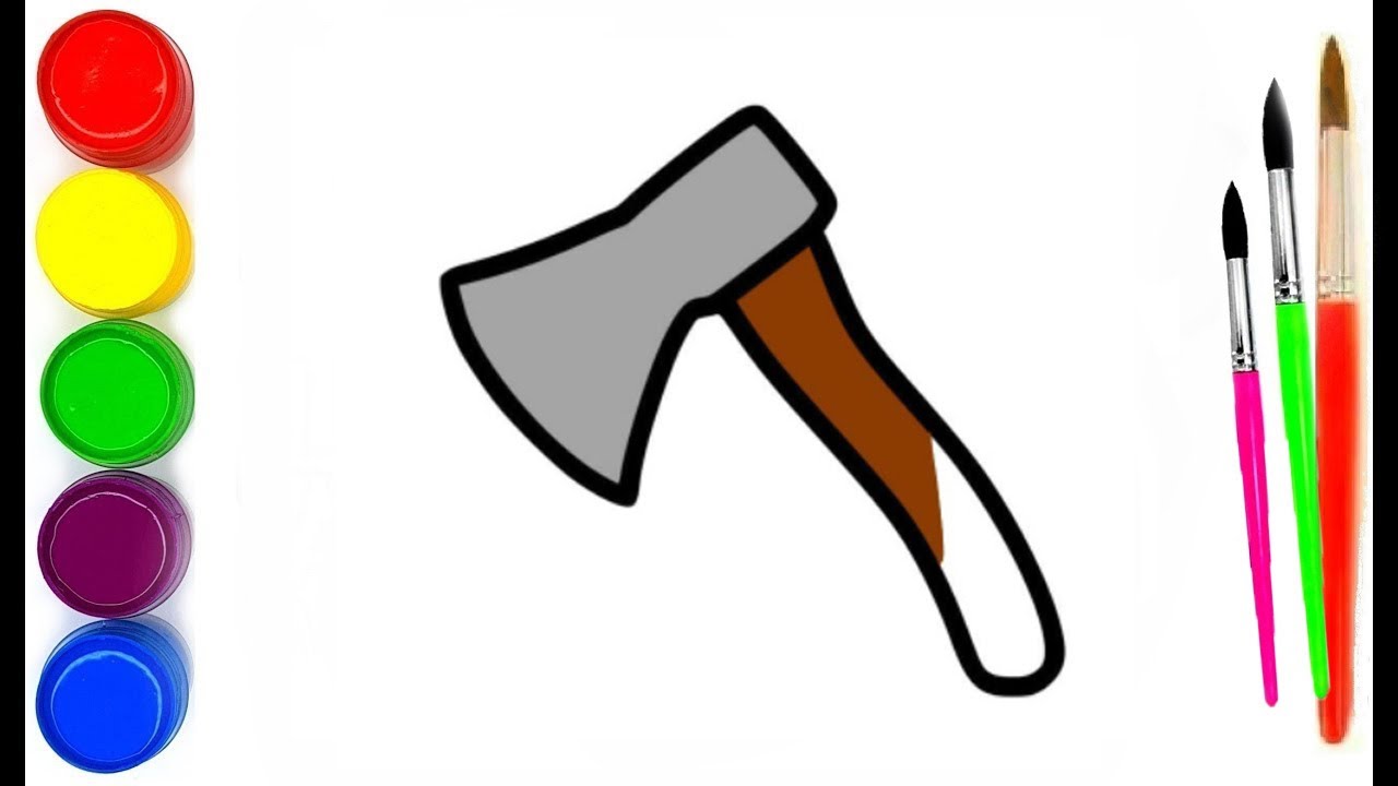 Let's learn how to draw and color a serious ax for kids | Tobiart | 4 ...