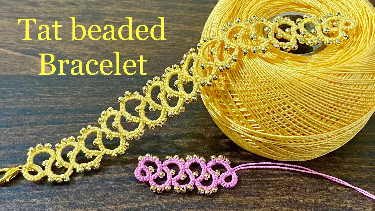 Tat beautiful beaded tape lace pattern for jewellery and dresses ️shuttle tatting tutorial ...