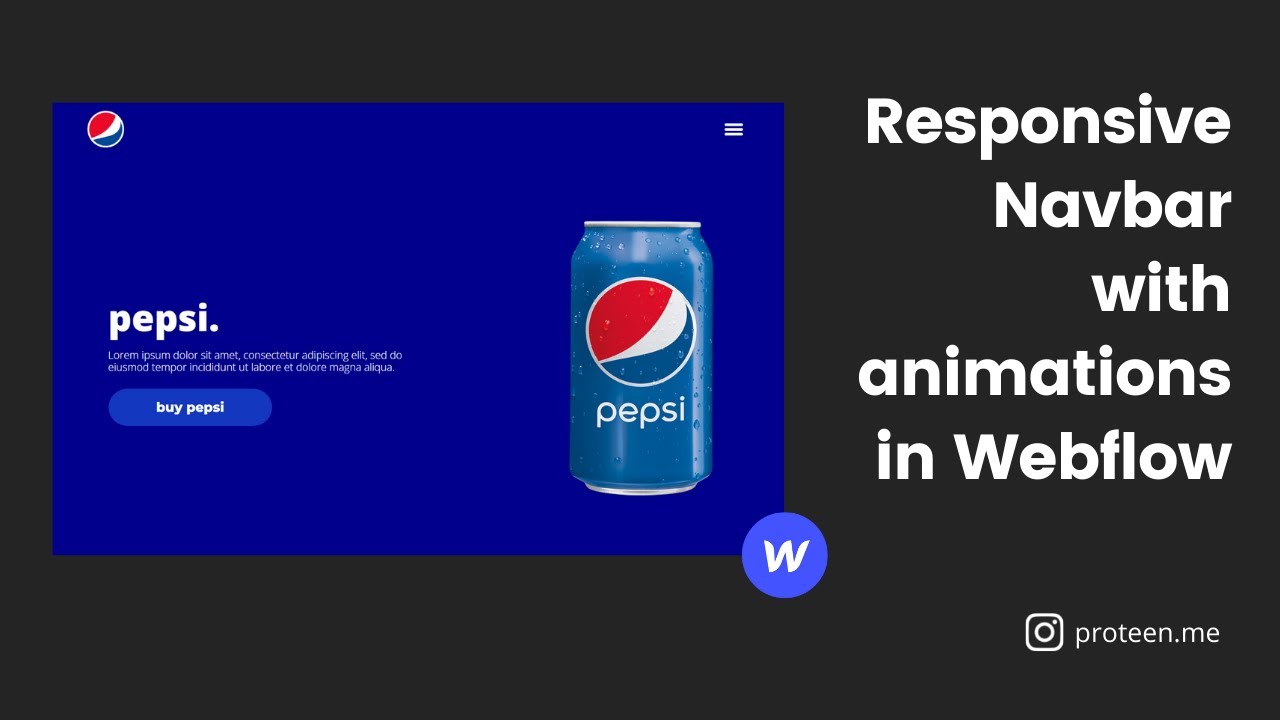 Responsive Navbar With Animations In Webflow Pepsi Website 01 Youtube
