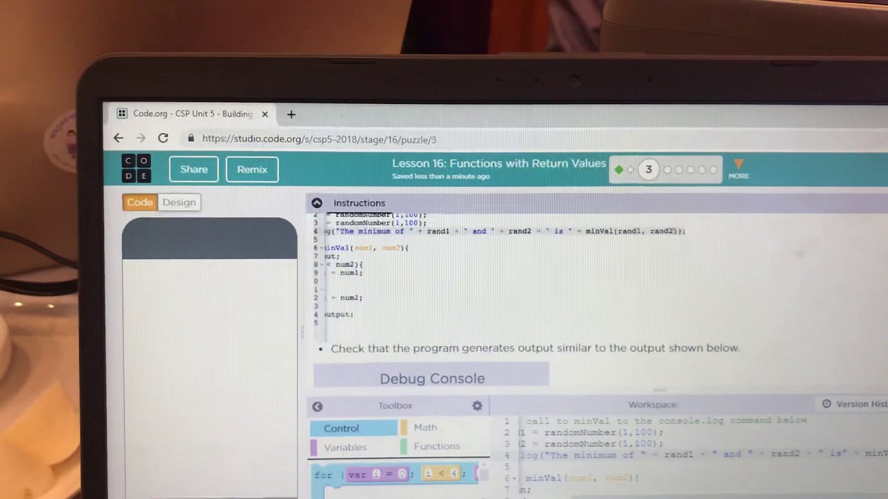 រៀន code.org មេរៀន16 Function with return value 26-02-2019!(1) - YouTube