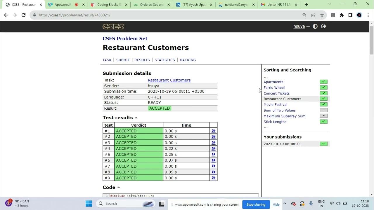 Cses Sorting And Searching 5 Restaurant Customers 6 Movie Festival Cses 191023