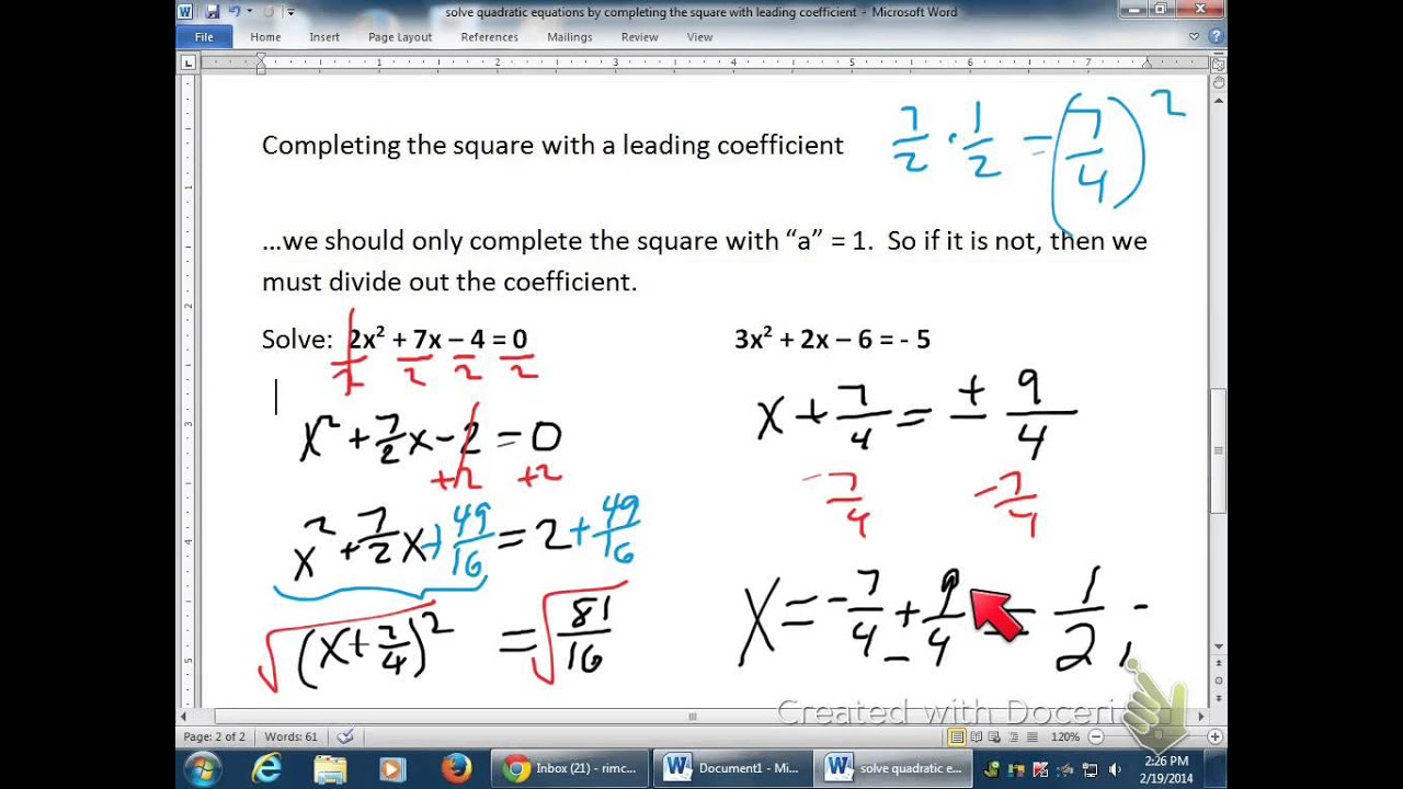2 19 14 Completing The Square With A Leading Coefficient YouTube 2-19-14-completing-the-square-with-a-leading-coefficient-youtube