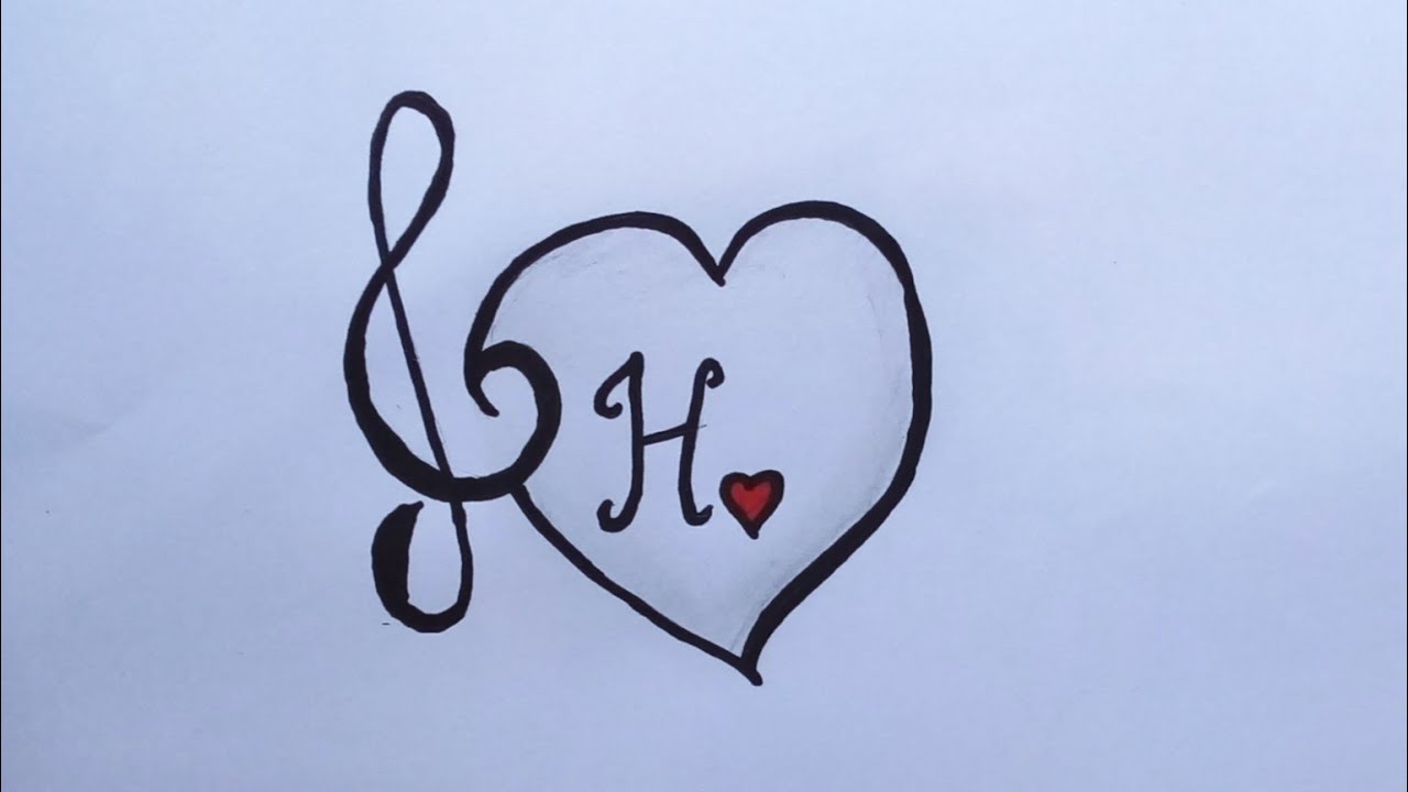 ||How to draw love heart with letter H||Easy love heart drawing|| - YouTube