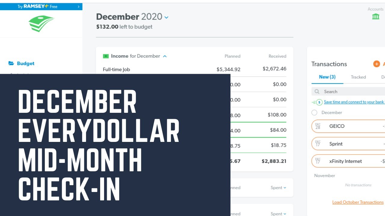 Budget with Me| December 2020-EveryDollar Mid-month Check-in| Debt ...