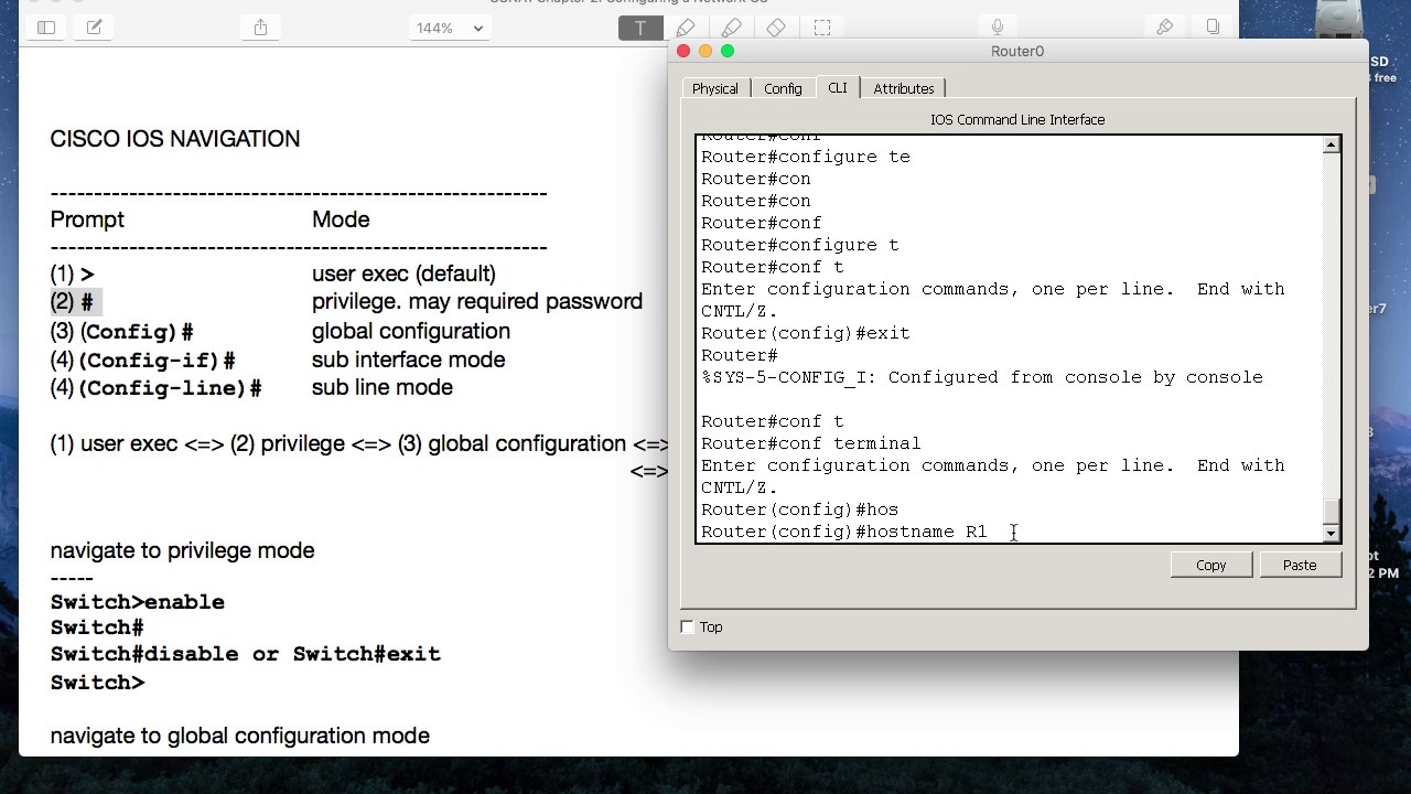Cisco CCNA1: How to navigate in Cisco IOS mode - YouTube