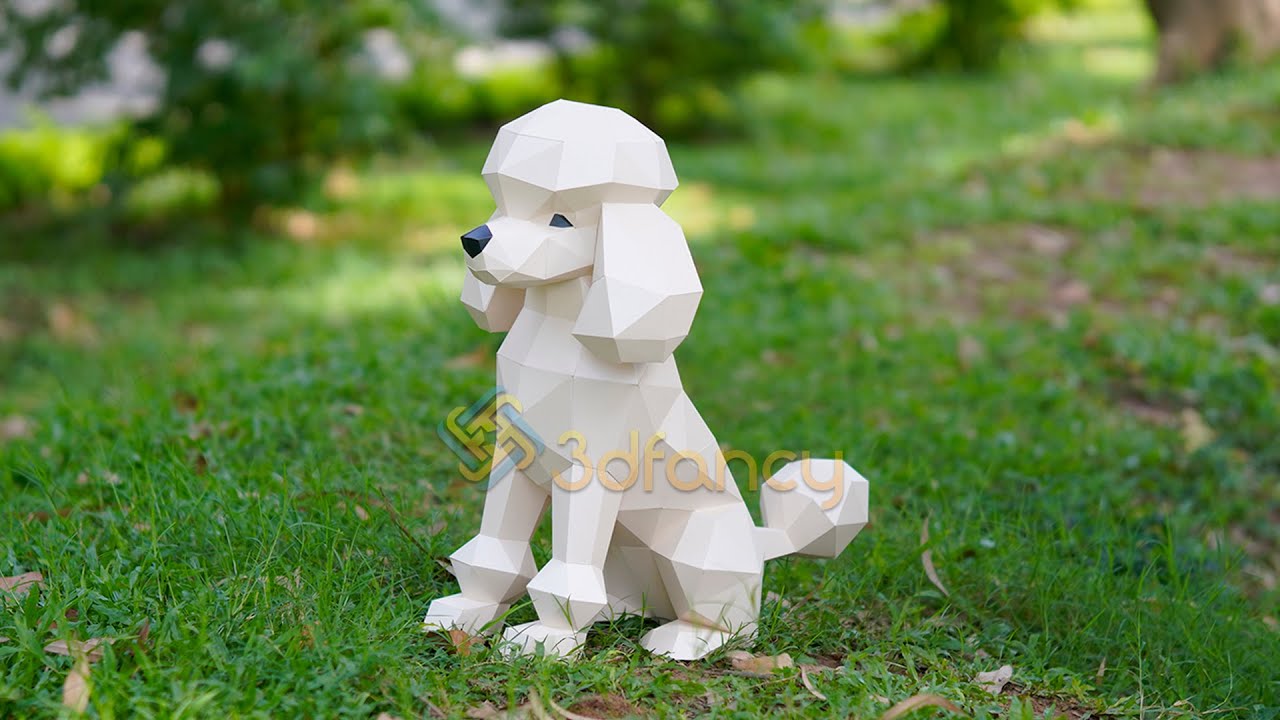 DIY Low Poly Poodle Sitting Papercraft – Easy 3D Paper Sculpture ...