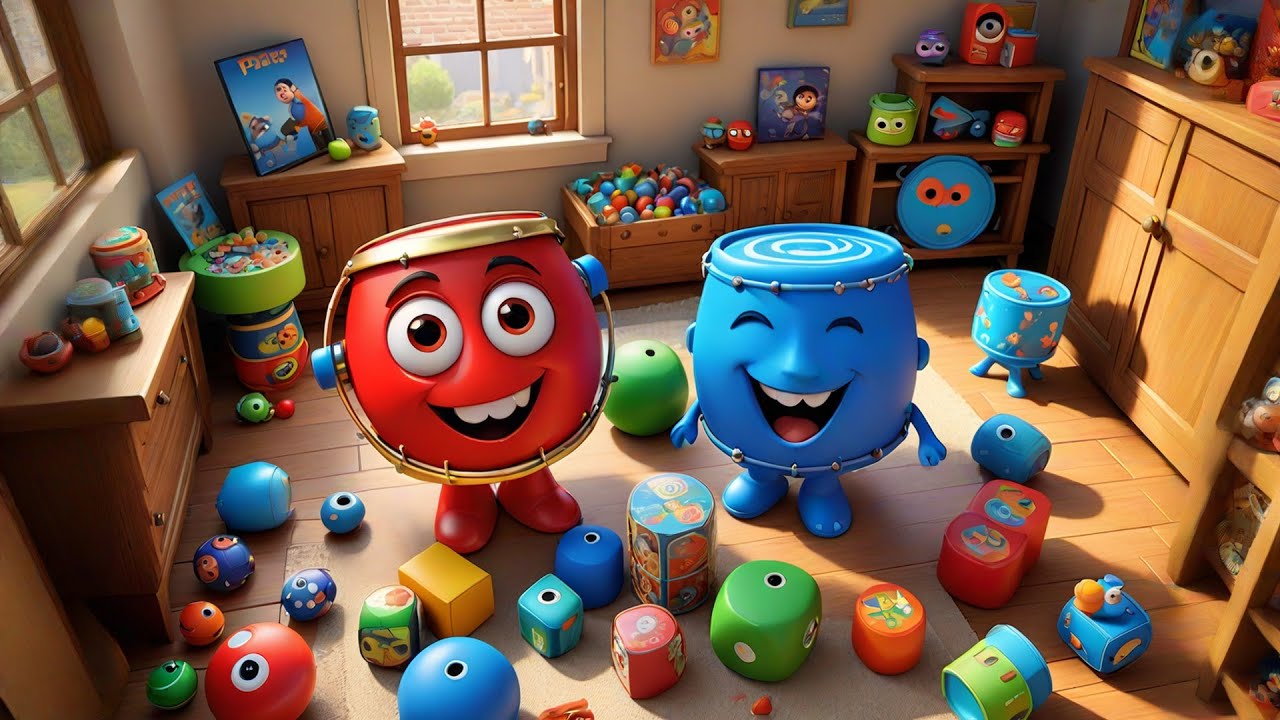 Five Little Drums Go Boom Boom Boom | Music and Rhythm Song | Fun ...