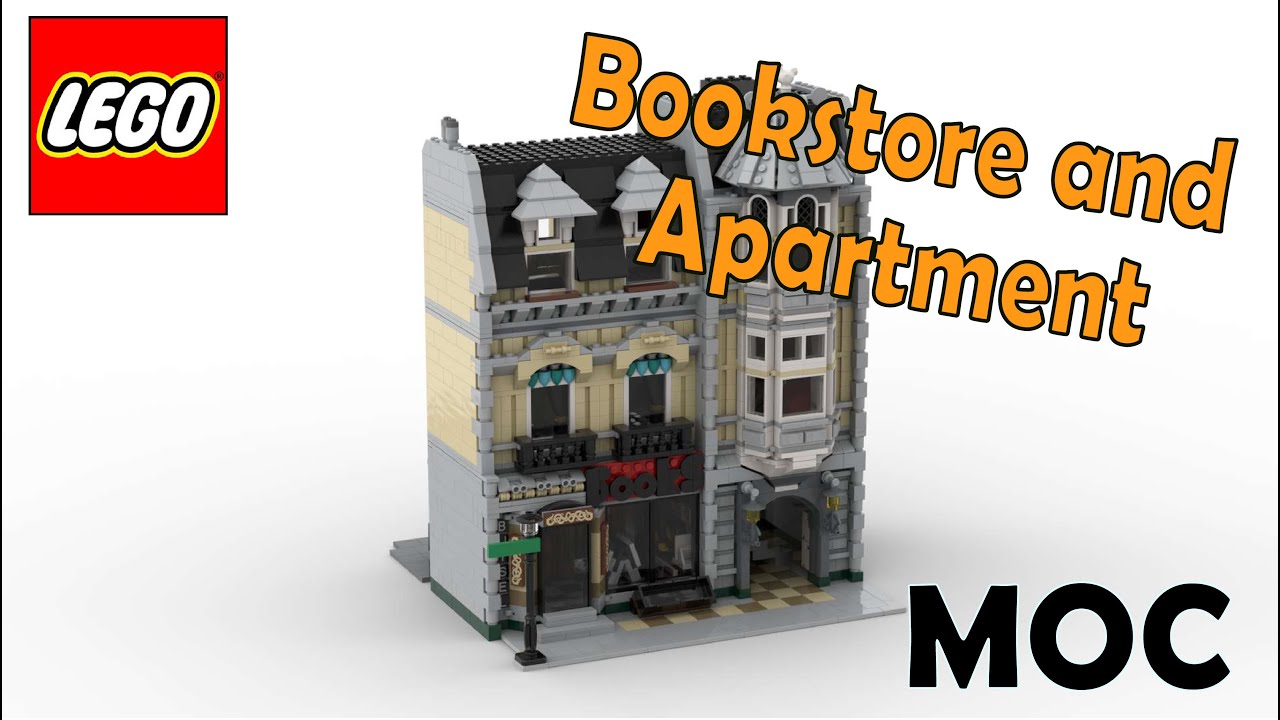 Lego Building MOC - Bookstore and Apartment - Digital Speed Build - YouTube