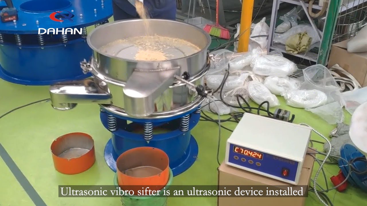 Ultrasonic vibro sifter for 80 mesh ginger powder - YouTube