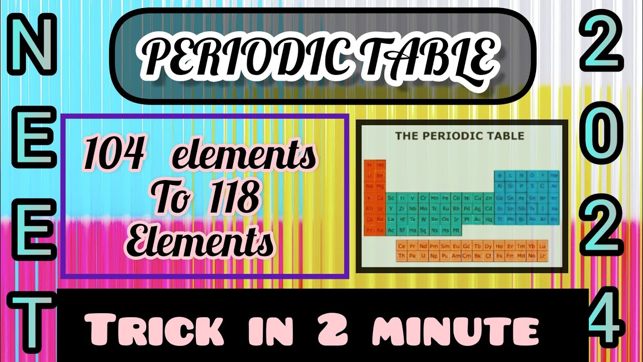 periodic table|104 to 118 elements|neet 2024|best trick in 1 min ...