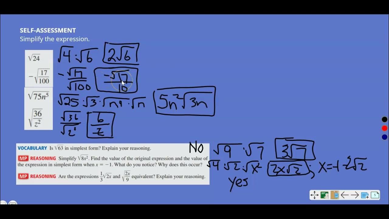 Alg. 1 Properties of Radicals 9.1 Part 2 - YouTube
