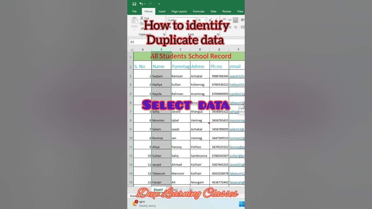 Identifying Duplicate Data Excel Exceltips Excelfunction Shorts Youtube