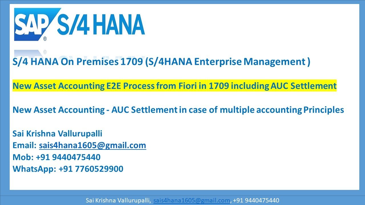 Sap S4 Hana 1709 New Asset Accounting E2e Process From Fiori Including Auc Settlement Youtube